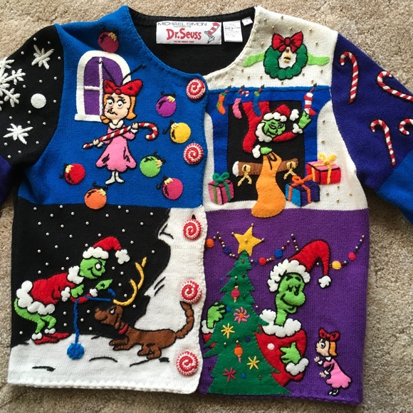 Michael Simon | Sweaters | Rare Vintage Michael Simon Dr Seuss Grinch Sweater | Poshmark